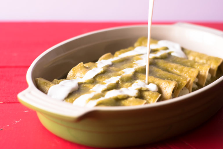 Potato and Roasted Poblano Enchiladas - Thyme & Love