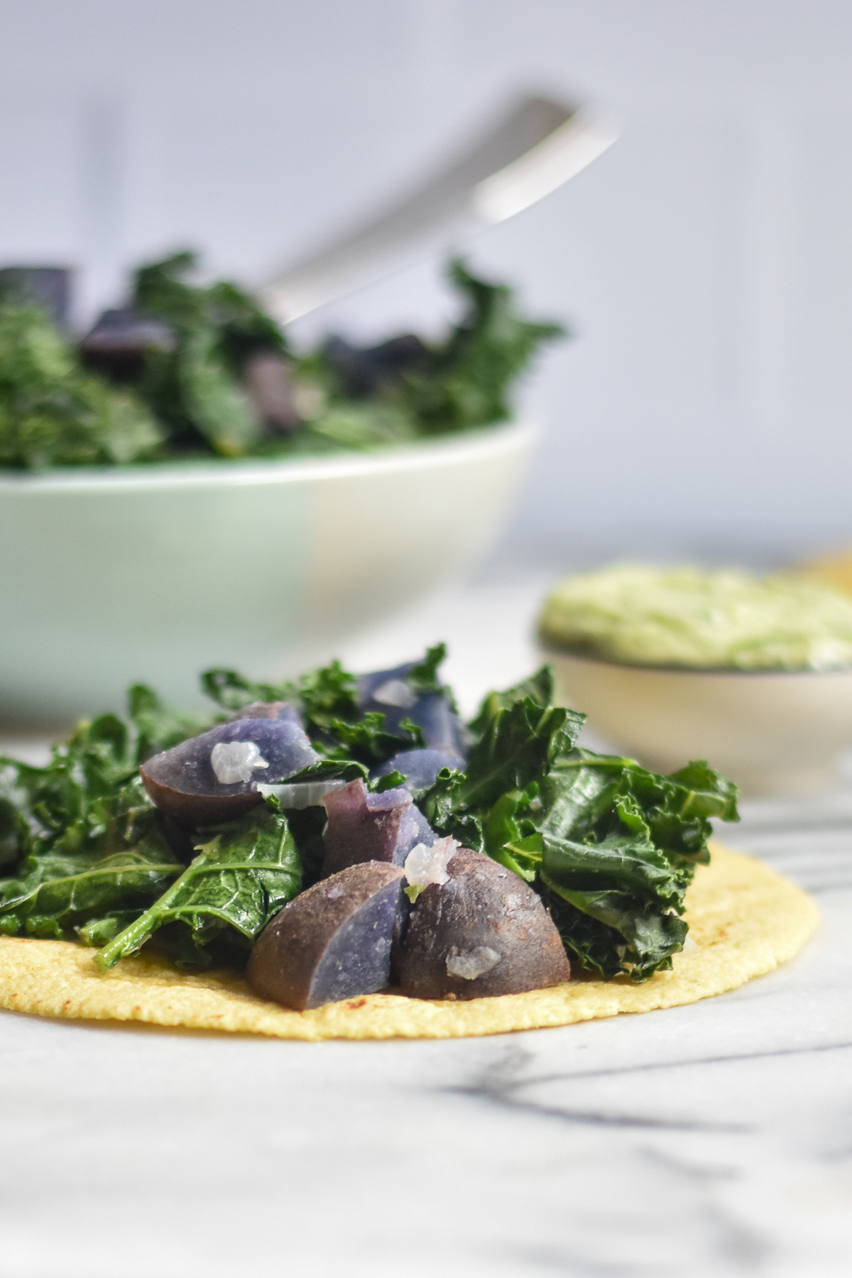 Purple Potato and Kale Tacos - Thyme & Love